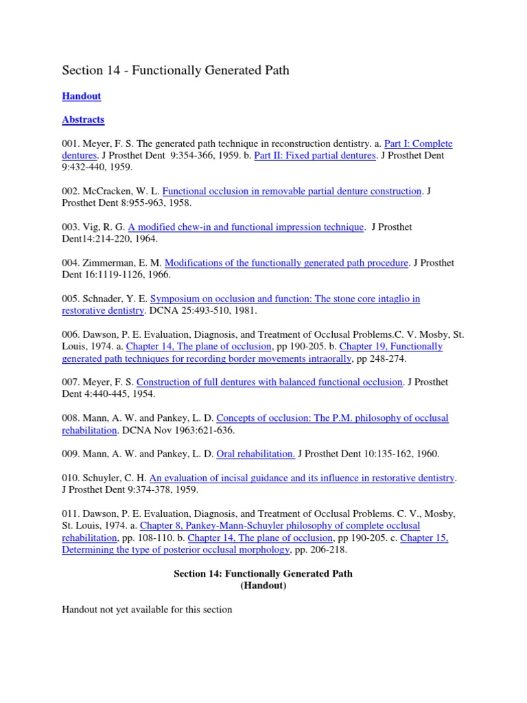 Section 014 Functionally Generated Path | PDF | Dentures | Tooth
