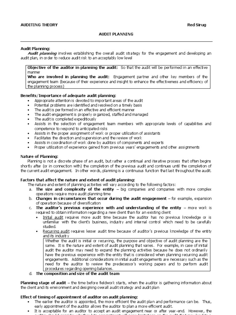 Audit Planning | PDF | Audit | Going Concern