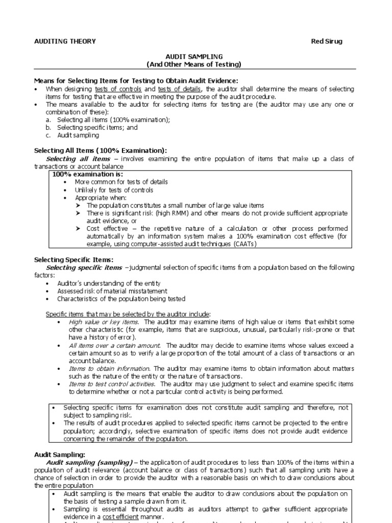 An Overview of Audit Sampling Techniques Including Selecting Specific ...