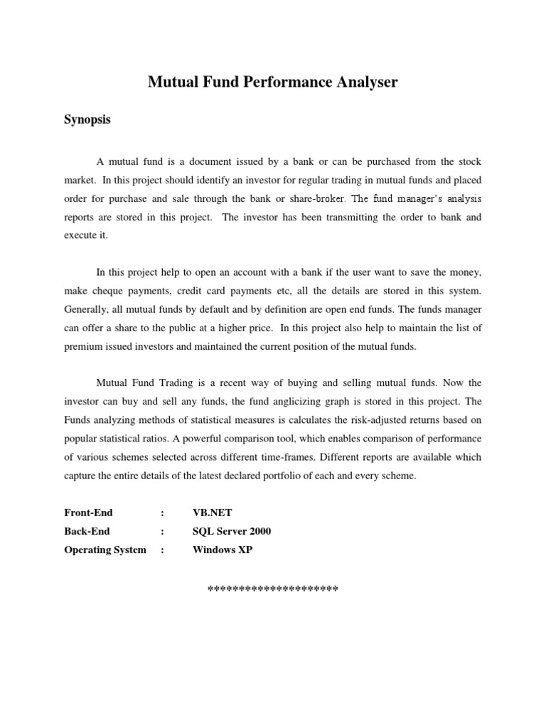 Mutual Fund Performance Analysis Tool | PDF | Microsoft Sql Server ...
