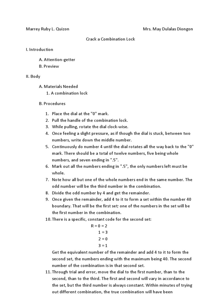 Crack Combination Lock | PDF | Teaching Mathematics