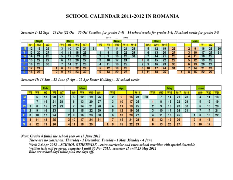 School Calendar 2011-2012 | PDF