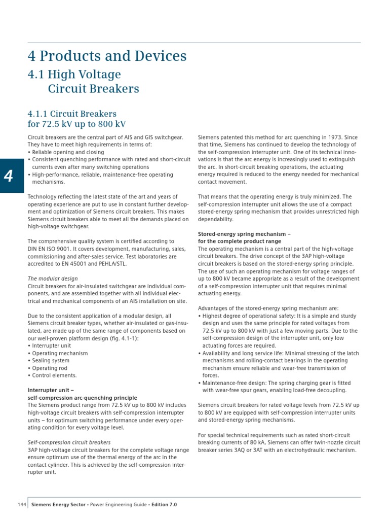 Siemens Power Engineering Guide 7E 144 | PDF | High Voltage | Components
