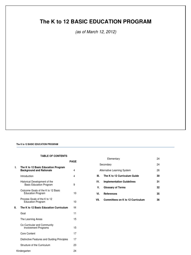 DepEd K12 Basic Education Program | PDF | Educational Assessment ...
