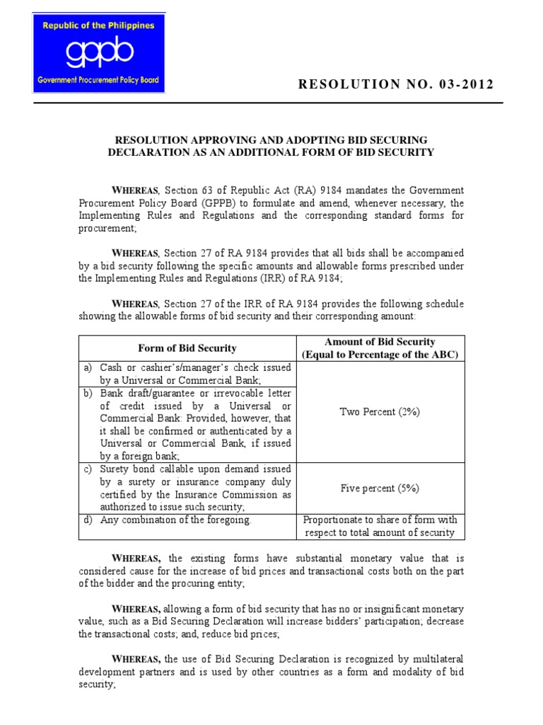 Bid Securing Declaration Guide | PDF | Cashier's Check | Government