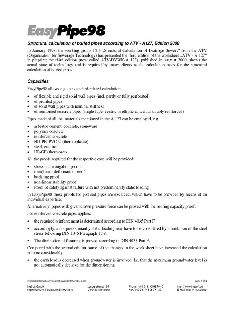 Detailinformation Easypipe98 Englisch | Download Free PDF | Buckling | Pipe (Fluid Conveyance)