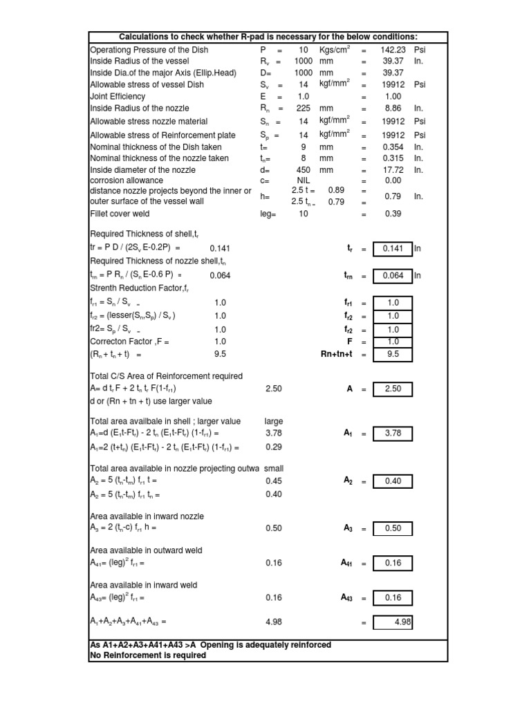 Reinforcement Pad Design | PDF | Gases | Physical Quantities