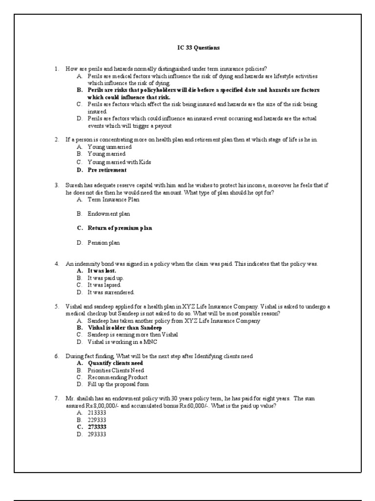 50 Que On Life Insurance Exam | PDF | Life Insurance | Insurance