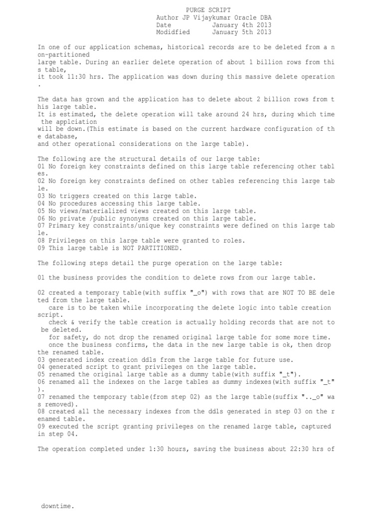 Purge Script | PDF | Information Technology Management | Information Technology