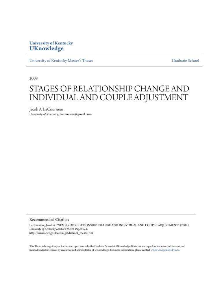 Stages of Relationship Change and Individual and Couple Adjustment ...