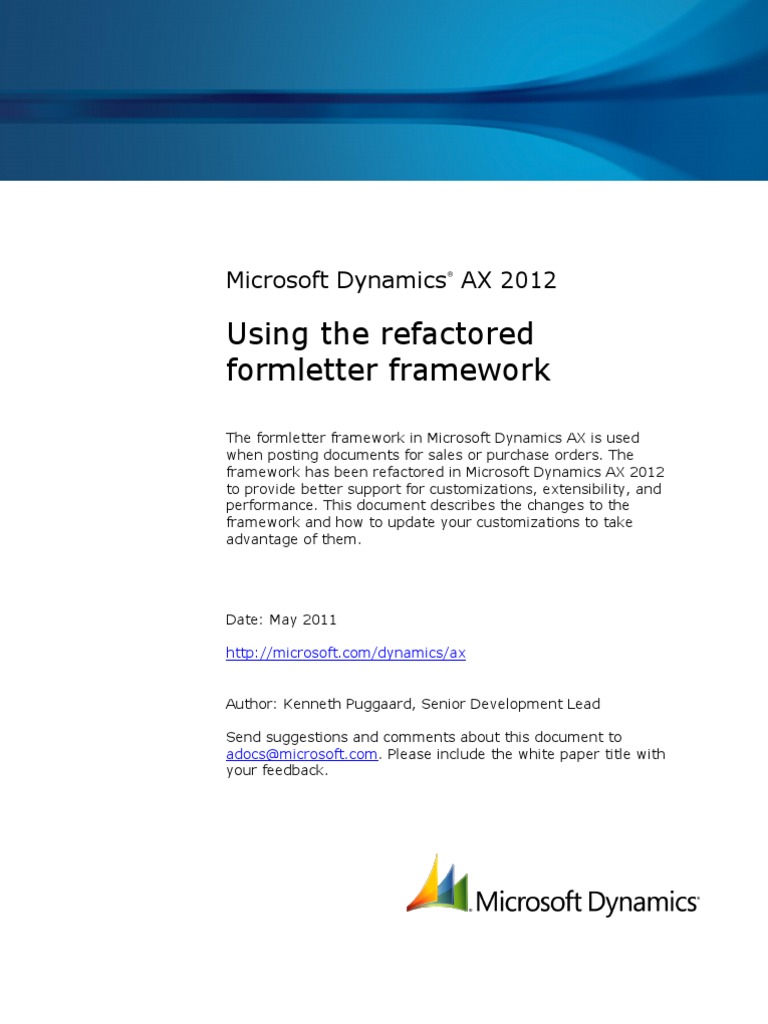 Using The Refactored Formletter Framework AX2012 | PDF | Class ...