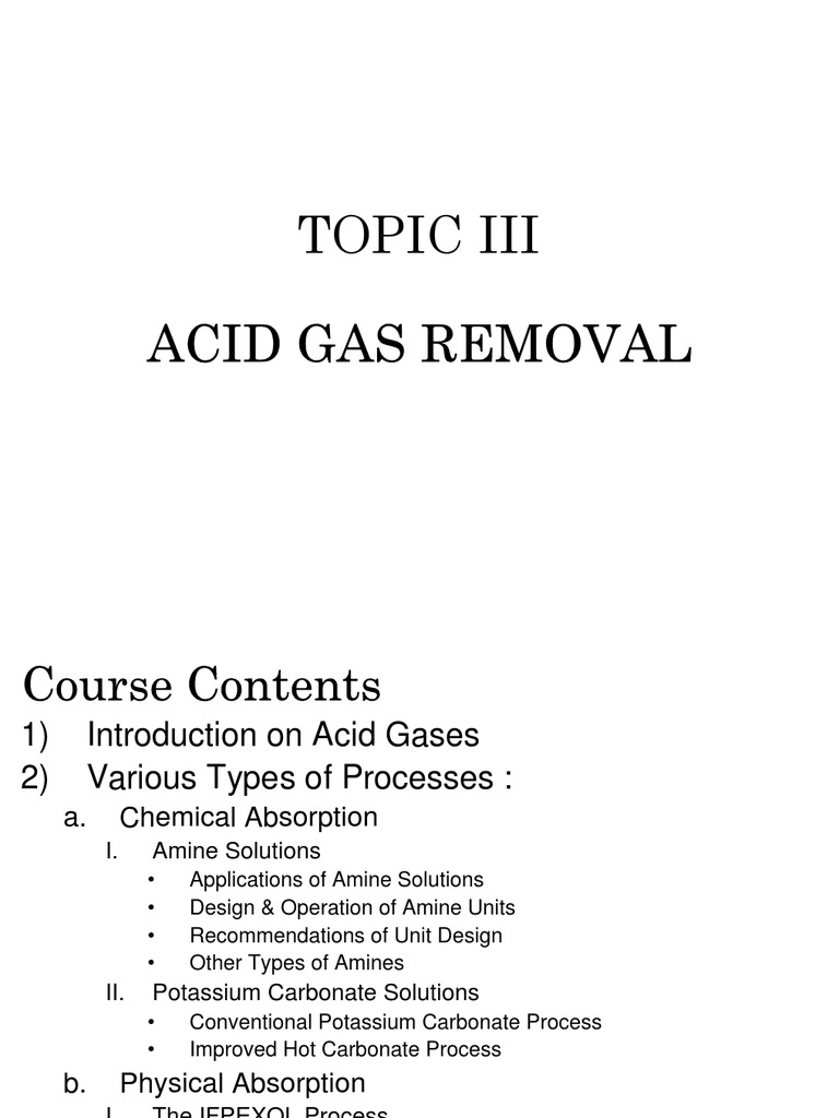 Acid Gas Removal Processes Overview | PDF | Adsorption | Solubility