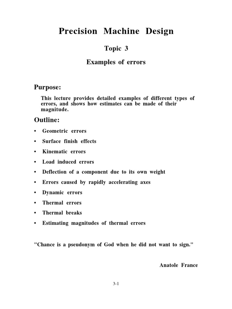 Precision Machine Design: Topic 3 Examples of Errors | Download Free ...