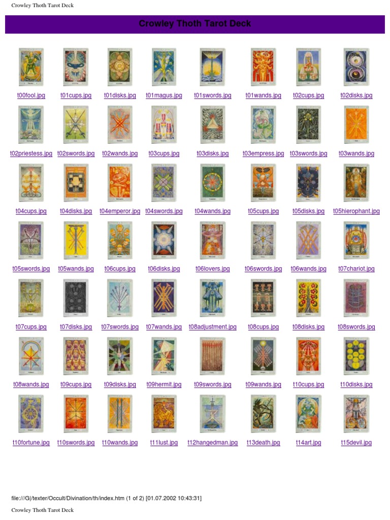 Crowley Thoth Tarot Deck Overview | PDF | Tarot | Collecting