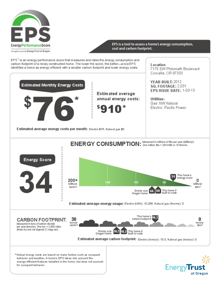 Corvallis High Performance EPS Score | PDF | Efficient Energy Use ...