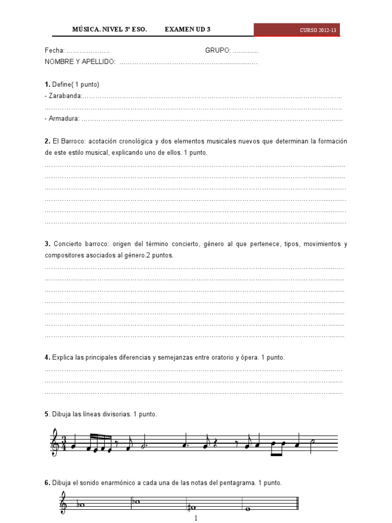 Examen Música | PDF | Métodos y materiales de enseñanza