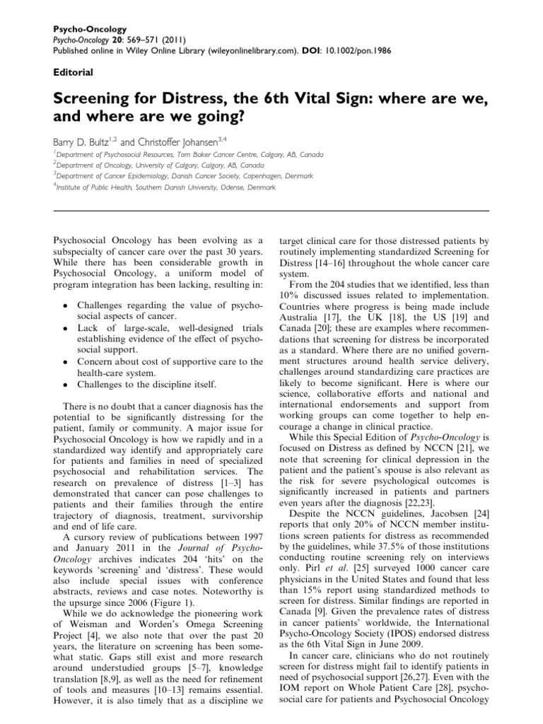 Screening For Distress | PDF | Screening (Medicine) | Cancer
