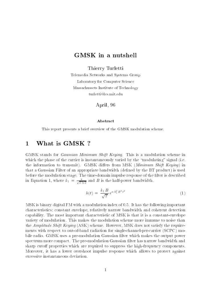 GMSK | PDF | Modulation | Frequency Modulation