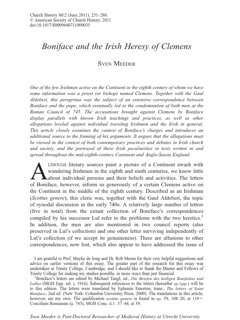 Pope Boniface in The 8th Century | PDF | Heresy | Pope