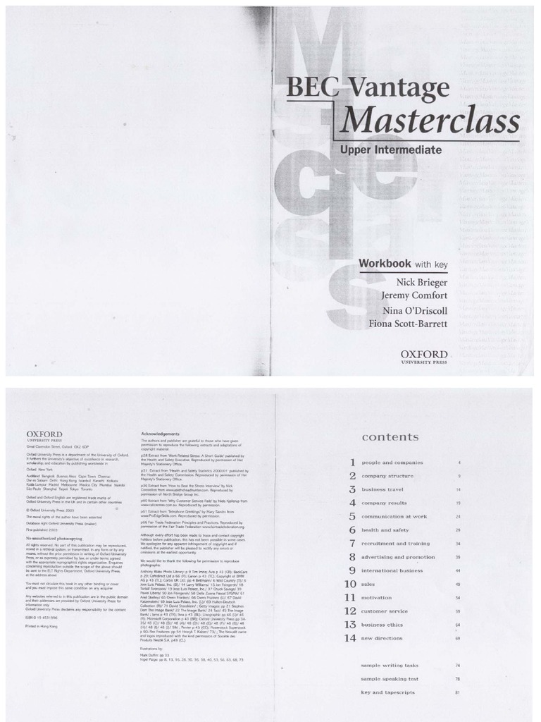 BEC Vantage Masterclass Workbook PDF | PDF