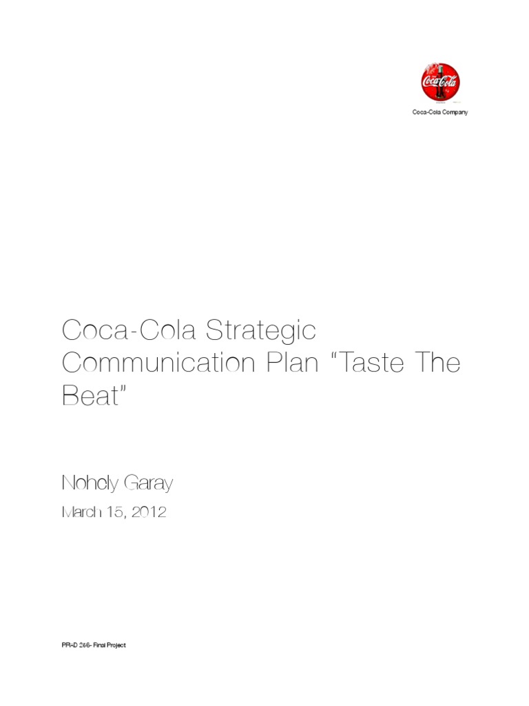 Strategic Communications Plan | PDF | Coca Cola | Soft Drink
