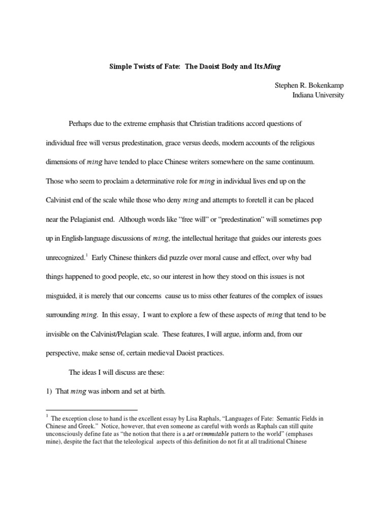 Bokenkamp Stephen Simple Twists of Fate The Daoist Body and Its Ming ...