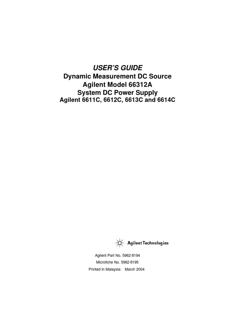 Agilent 66312A DC Supply | PDF | Electrical Connector | Power Supply