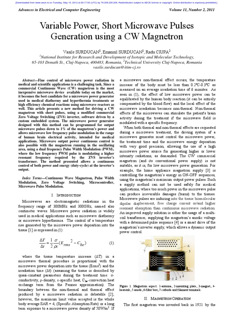 Variable Power Short Pulse Microwave Magnetron | PDF | Power Inverter ...