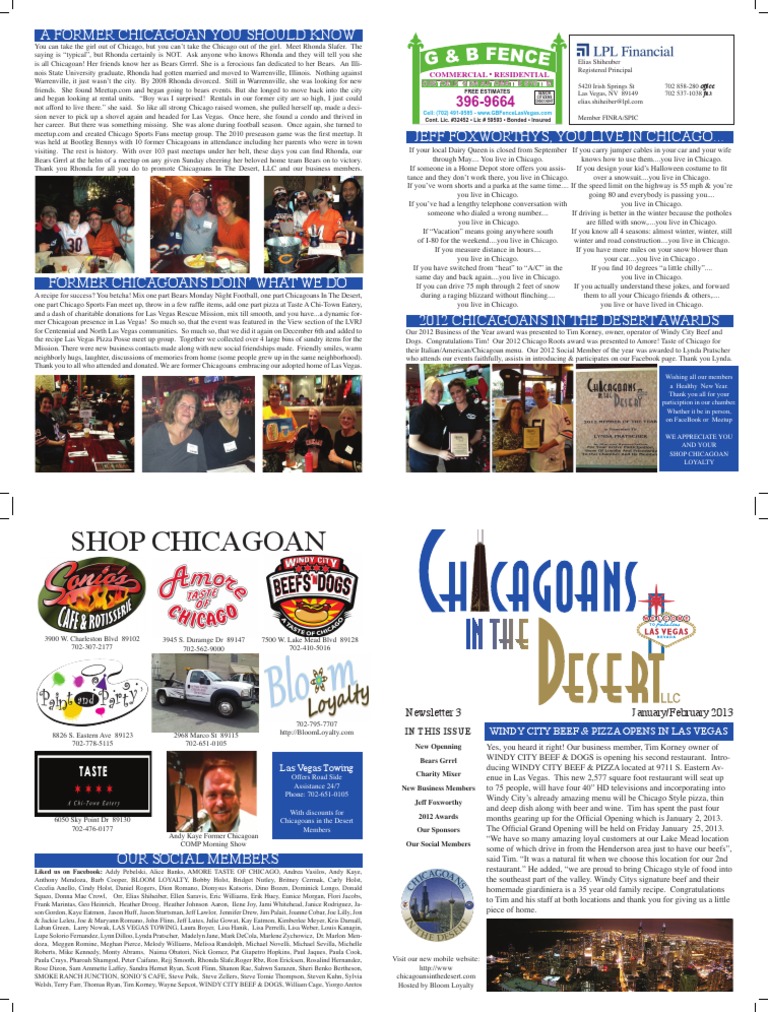 Jan Feb Newsletter | Download Free PDF | Chicago | Restaurant And Catering