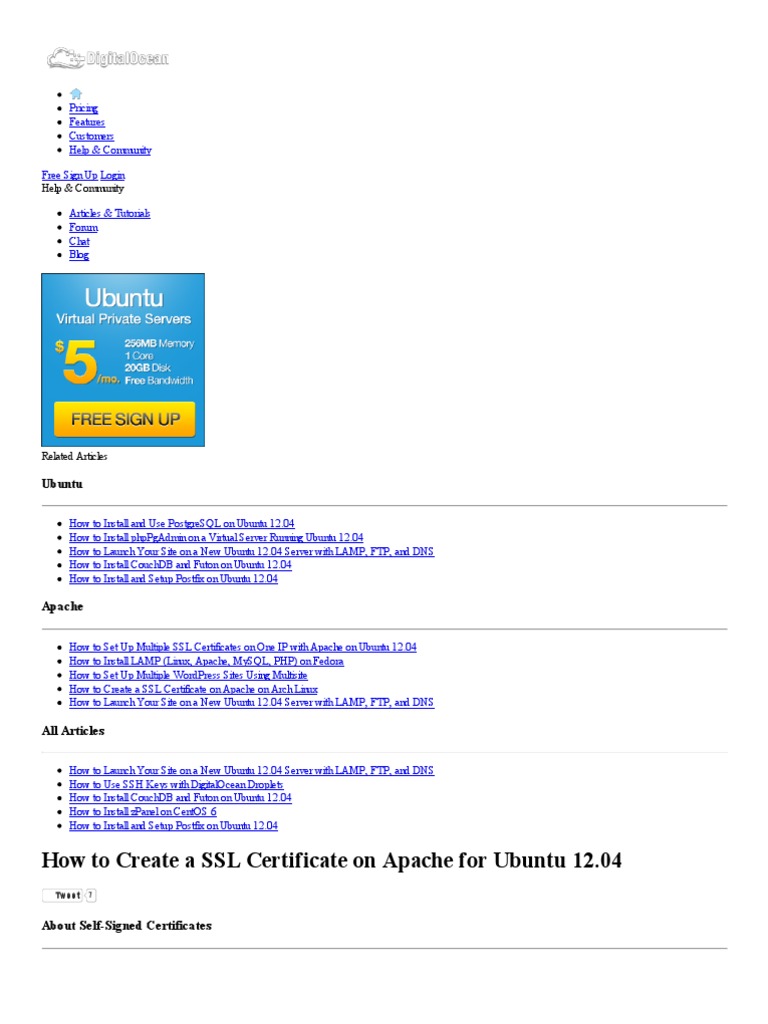 How To Create A Ssl Certificate On Apache For Ubuntu 1204 Help And Community Pdf Public Key