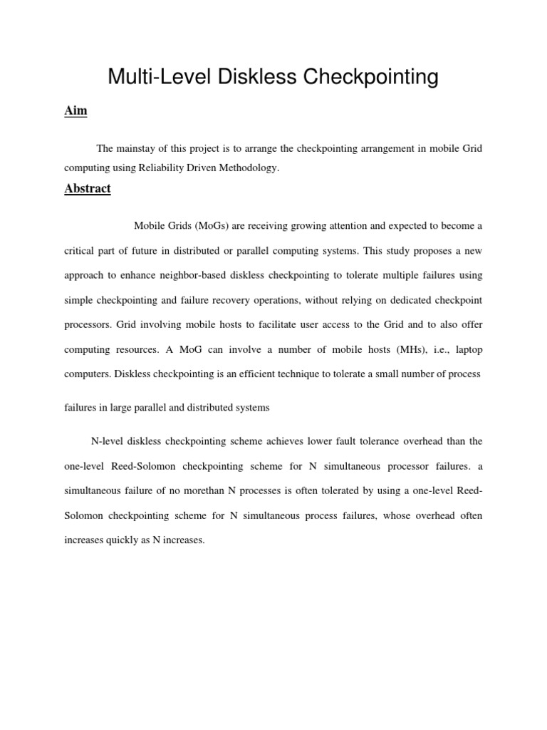 1multi Level Diskless Checkpointing Pdf Grid Computing Parallel Computing