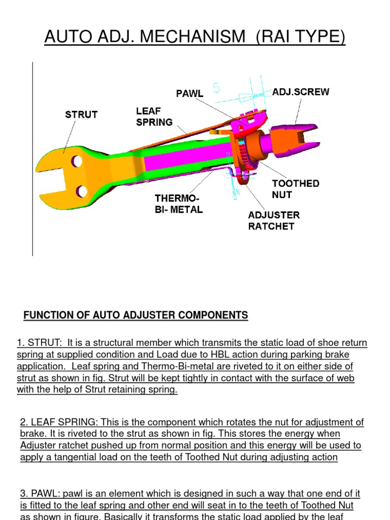 Auto Adj. Mechanism (Rai Type) | PDF | Brake | Nut (Hardware)
