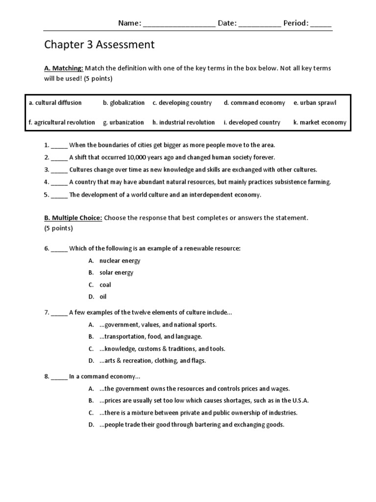 Chapter 3 Assessment | PDF