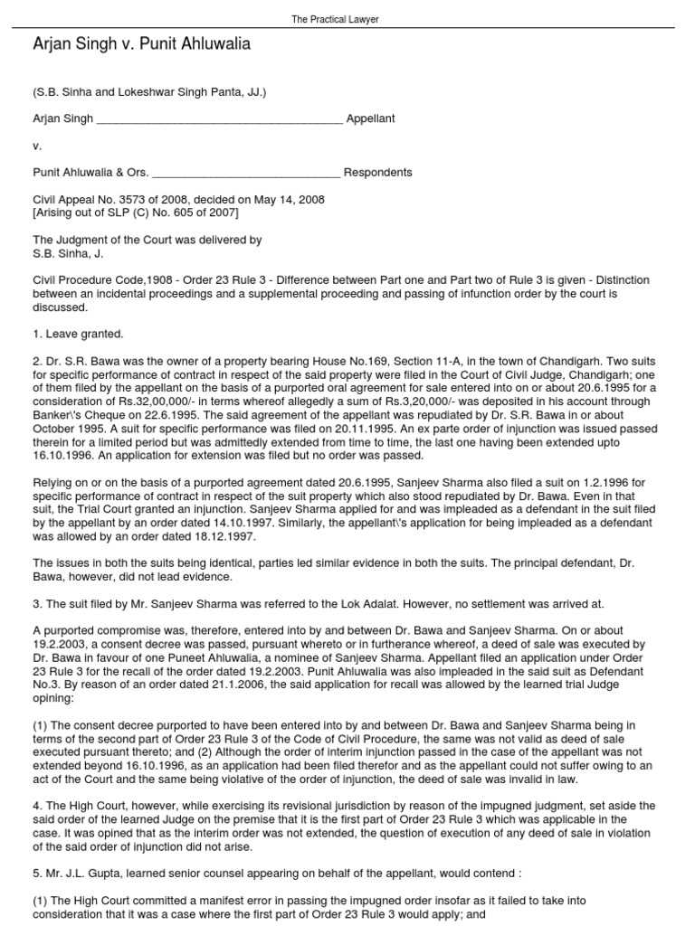 Order 23 Rule 3 | PDF | Lawsuit | Judgment (Law)