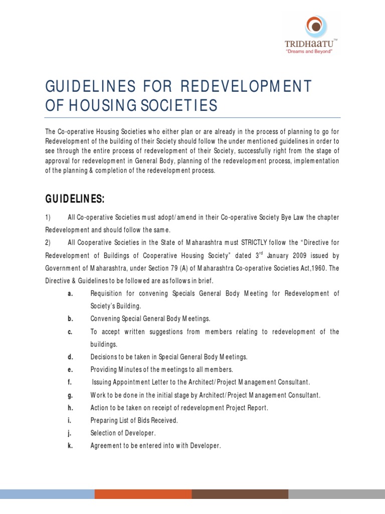 Guidelines for Housing Society Redevelopment | PDF | Architect ...