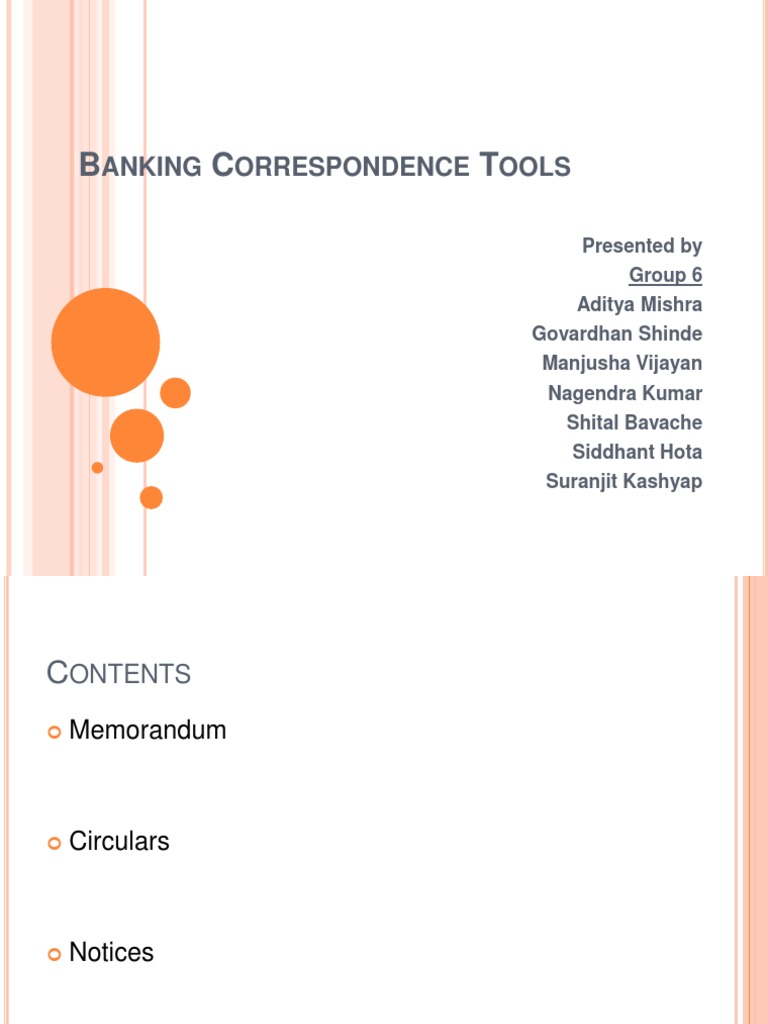 Banking Correspondence Tools | PDF | Memorandum | Communication