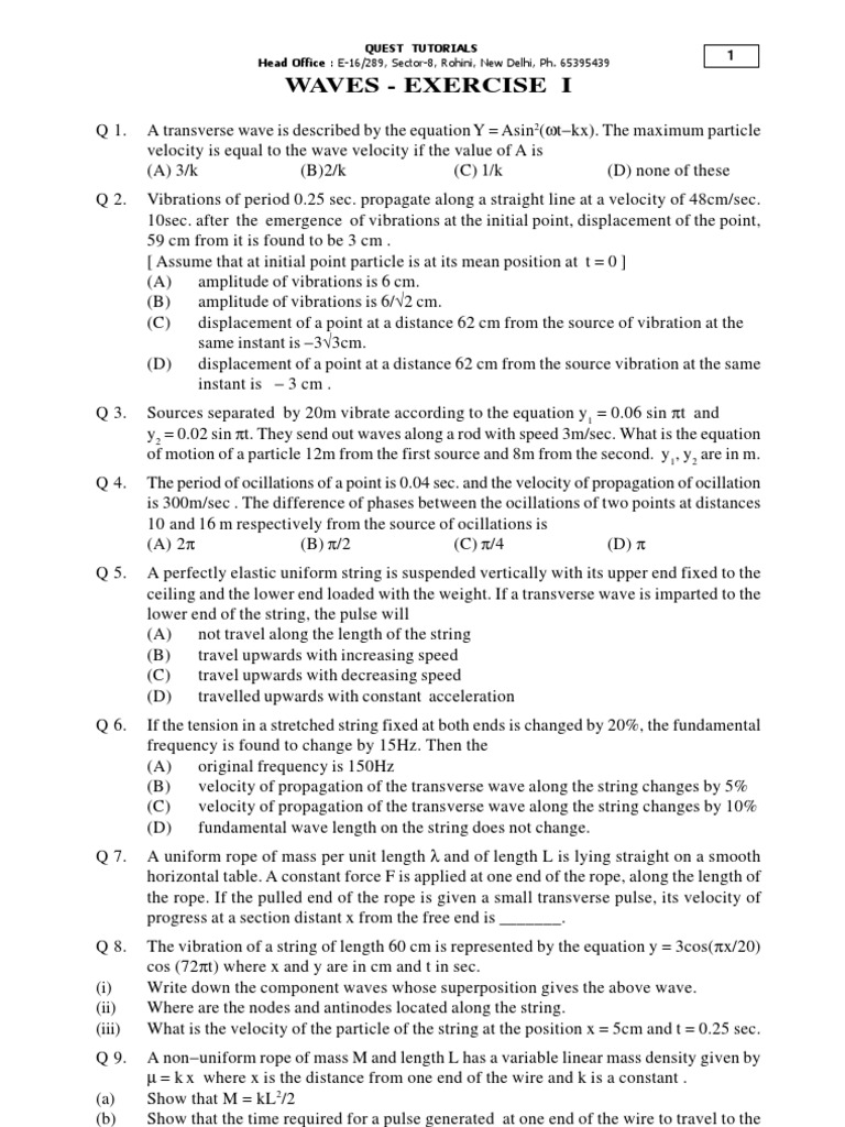 Wave Questions | PDF | Waves | Sound