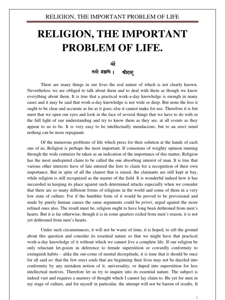 Religion-The Important Problem of Life | PDF | Positivism | Science
