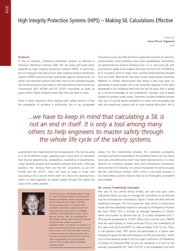 High Integrity Protection Systems (HIPS) - Making SIL Calculations ...