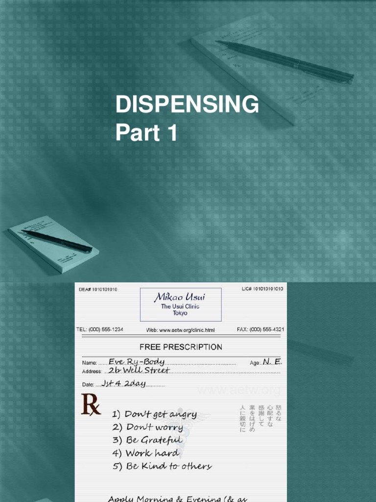 Dispensing 1 | Medical Prescription | Pharmacy