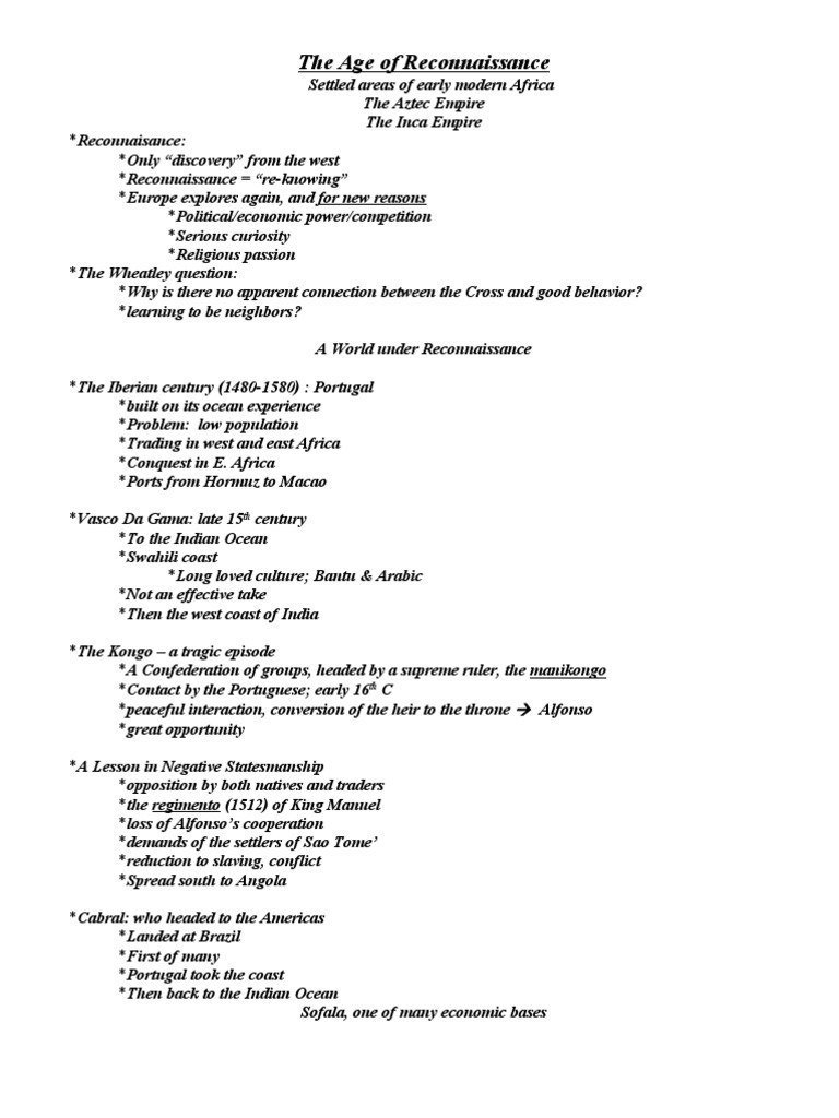 The Age of Reconnaissance-1 | PDF | Portugal | Conquistador
