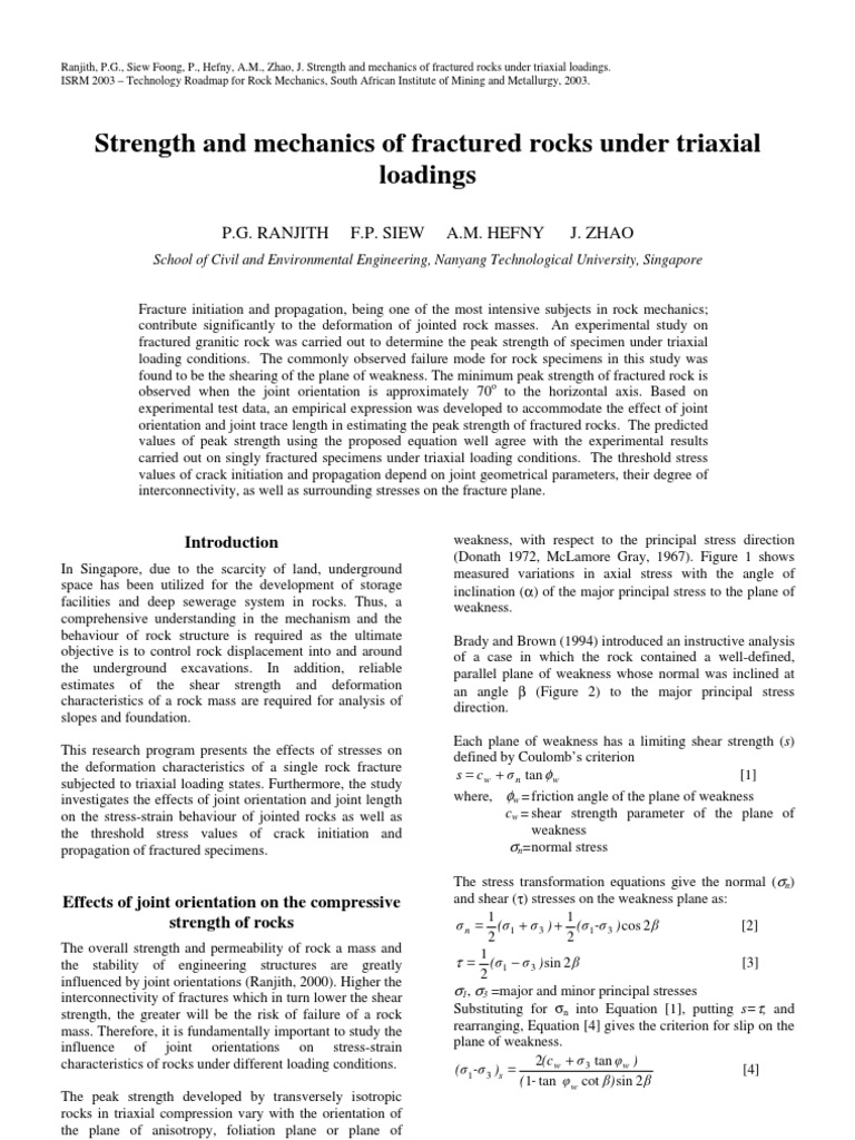 Mechanics of Fracture Rocks | PDF | Fracture | Strength Of Materials