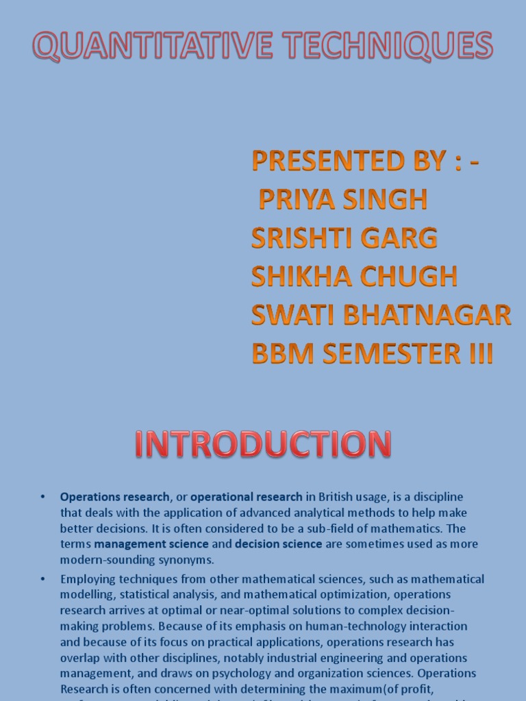 QT - Unit 1 | PDF | Operations Research | Mathematical Optimization