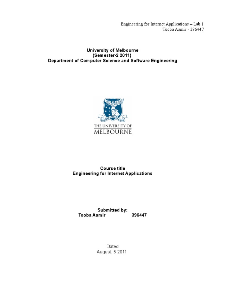 University of Melbourne (Semester-2 2011) Department of Computer ...