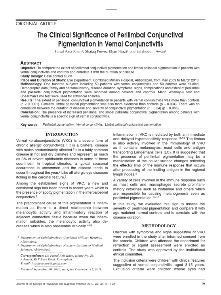 The Clinical Significance of Perilimbal Conjunctival Pigmentation in ...