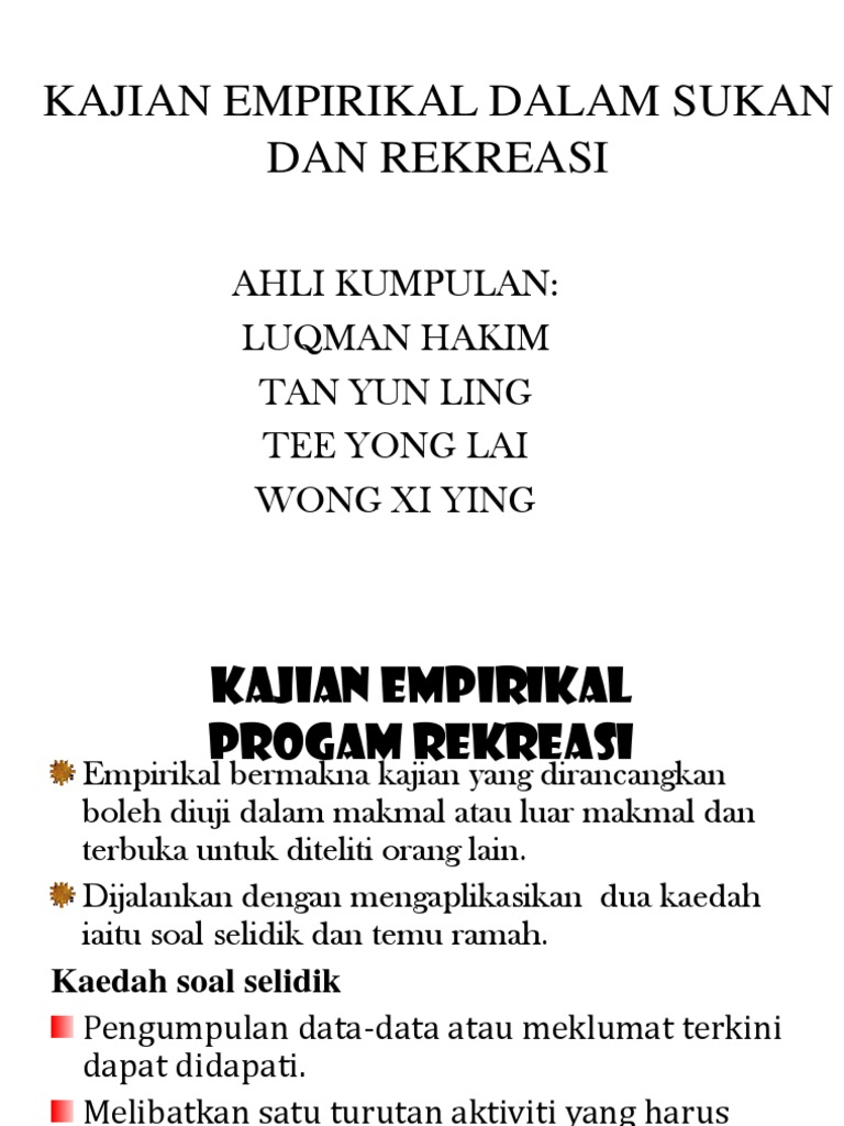 Kajian Empirikal Dalam Sukan Dan Rekreasi | PDF | Karier & Perkembangan ...