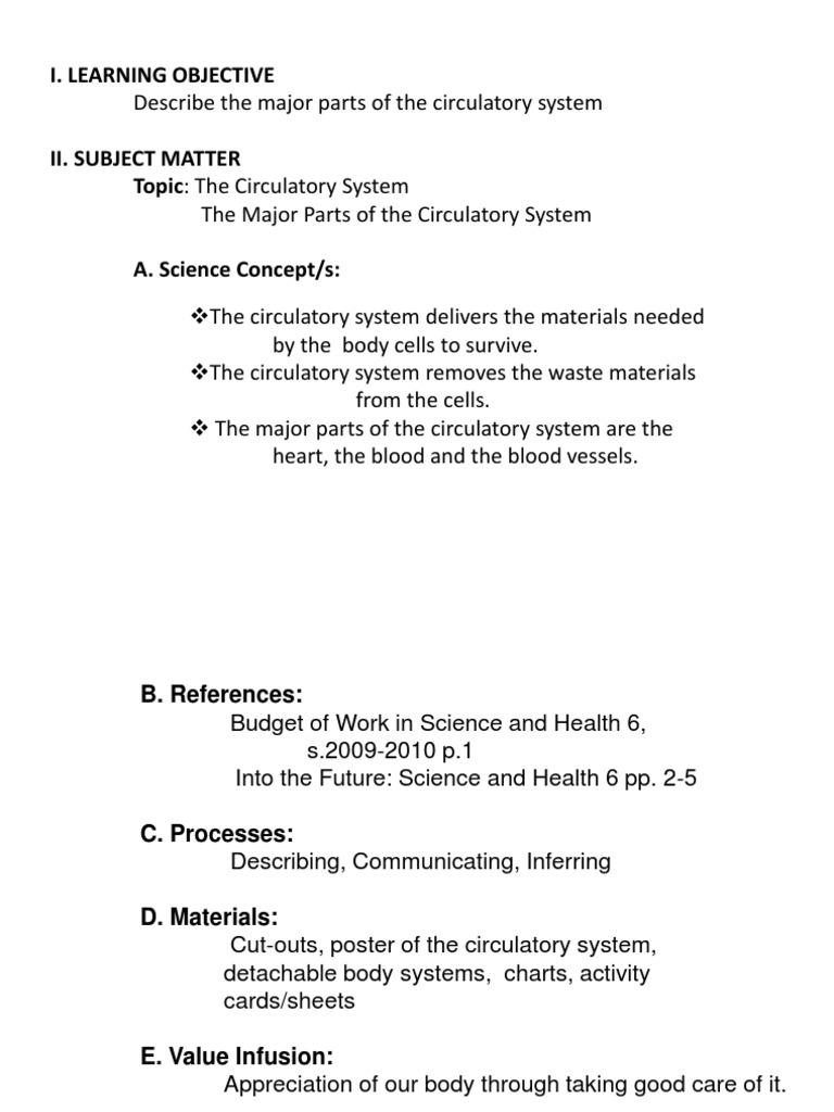 Parts and Functions of The Circulatory System | PDF | Circulatory ...