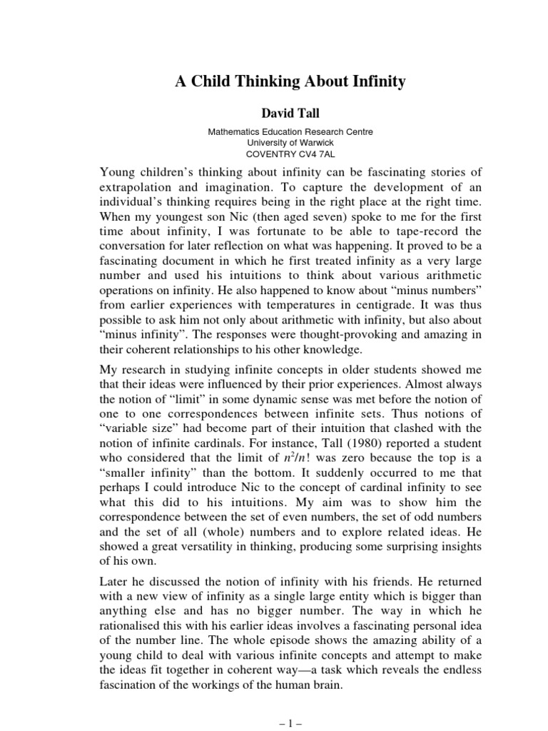 A Child Thinking About Infinity | PDF | Infinity | Numbers