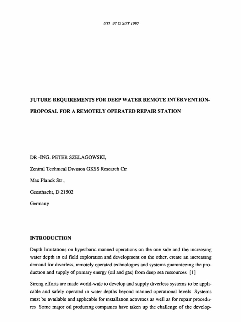 Deep Water Diverless Repair Station Proposal | PDF | Pipe (Fluid ...