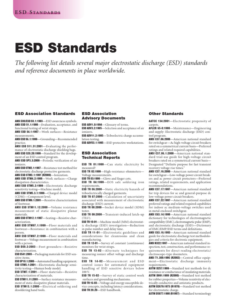 ESD Standards | PDF | Electrostatic Discharge | Electrostatics